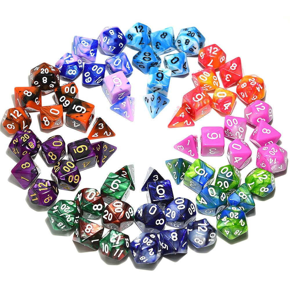 Dual Colour Marble Dice Set B | Free Dice Pouch – Bigrollerdice