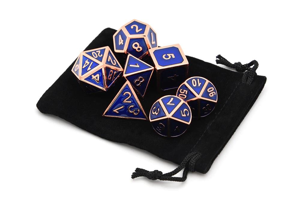 Navy Blue & Bronze Enamel Metal Dice Set | 7 piece – Bigrollerdice
